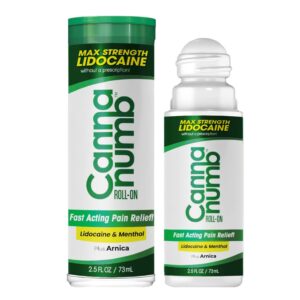 cannanumb hemp oil pain relief roll-on with lidocaine | fast acting pain relief with arnica + boswellia + menthol - ideal for arthritis, sciatica, strained muscles, joints, backache & bruises