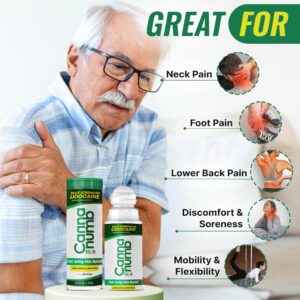 Cannanumb Hemp Oil Pain Relief Roll-On with Lidocaine | Fast Acting Pain Relief with Arnica + Boswellia + Menthol - Ideal for Arthritis, Sciatica, Strained Muscles, Joints, Backache & Bruises