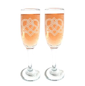 celtic love knot champagne flutes set of two : free personalized engraving