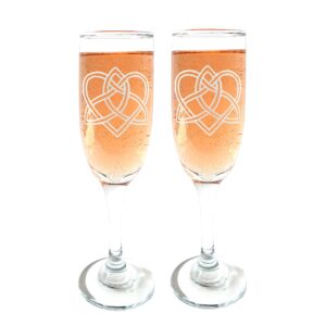 Celtic Love Knot Champagne Flutes Set of Two : Free Personalized Engraving