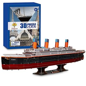 wisestar 32.2" l large titanic 3d puzzles model for adults and kids, 116pcs sinking cruise boat ship play model game toy craft kits, educational toy birthday gift for boys girls