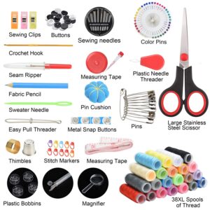 Sewing Kit, 184 Large Premium Sewing Supplies, 38 XL Thread Spools, Suitable for Traveller, Adults, Kids, Beginner, Emergency, DIY and Home Button Repair Kit