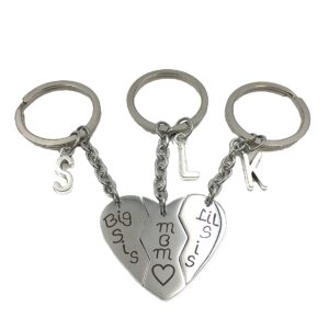 Big sis lil sis mom heart puzzle keychain,mom 2 daughters,mom two daughters,mother and 2 daughters,mother and two daughters gifts