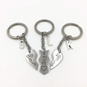 Big sis lil sis mom heart puzzle keychain,mom 2 daughters,mom two daughters,mother and 2 daughters,mother and two daughters gifts