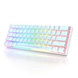 hk gaming gk61 mechanical gaming keyboard - 61 keys multi color rgb illuminated led backlit wired programmable for pc/mac gamer (gateron optical brown, white)