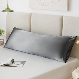 Love's cabin Body Pillow Cover, 20x54 inches Dark Grey Soft Satin Body Pillow case with Envelope Closure, Silky Slip Cooling Body Pillow Pillowcases for hair and Skin