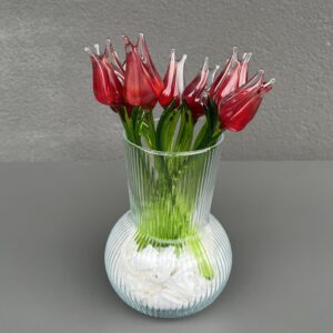 red glass tulip flower - tulip ornaments figurine - blown flower sculpture - art decor for garden - decoration for plants - flower gifts