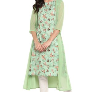 Janasya Kurta for Women Green