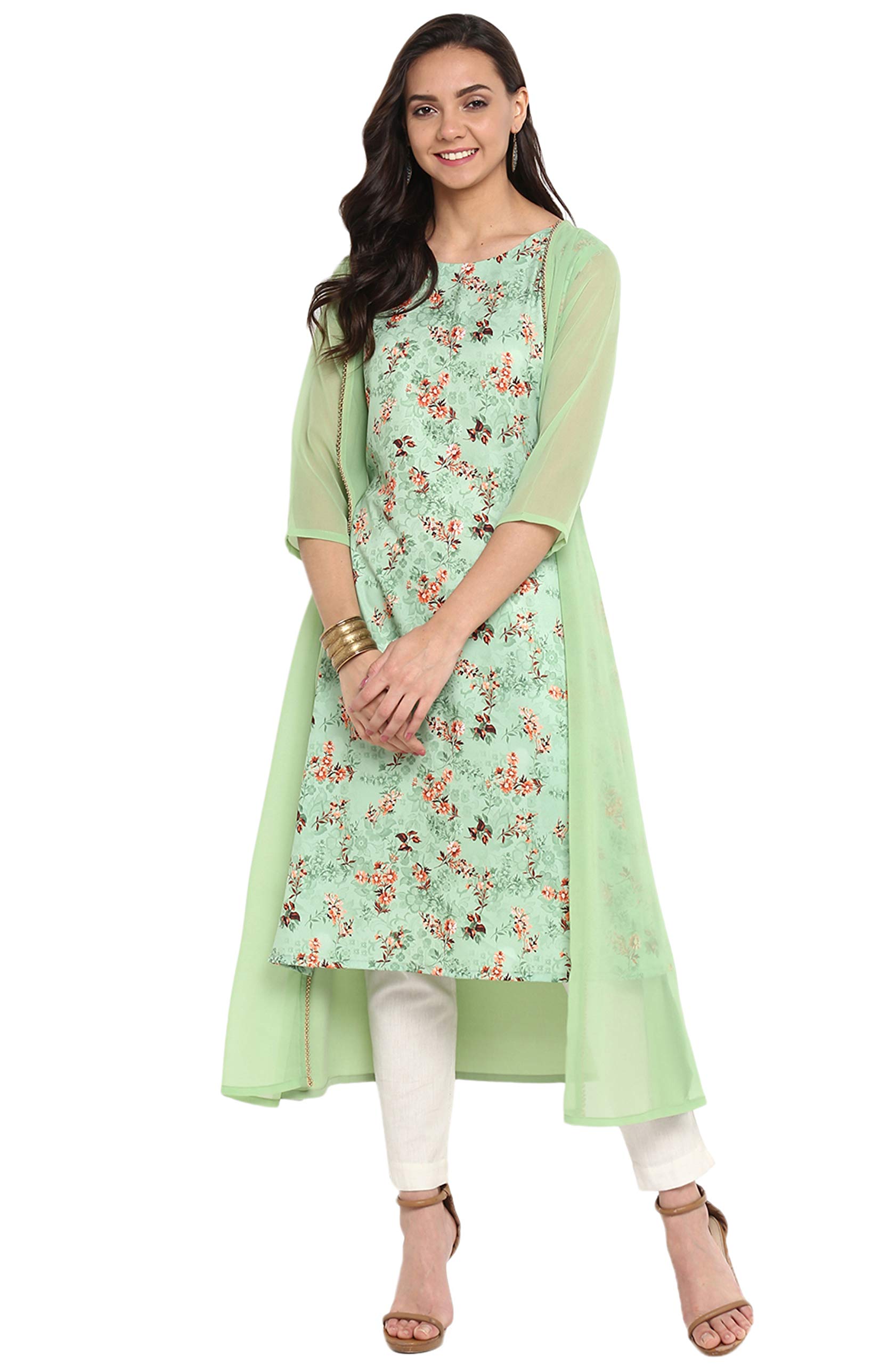 Janasya Kurta for Women Green