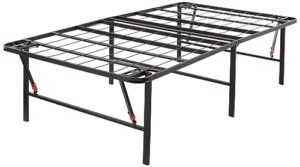 amazon basics foldable metal platform bed frame with tool free setup, 18 inches high, sturdy steel frame, no box spring needed, twin, black