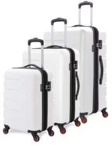 swissgear 7366 hardside expandable luggage with spinner wheels, white, 3-piece set (19/23/27)