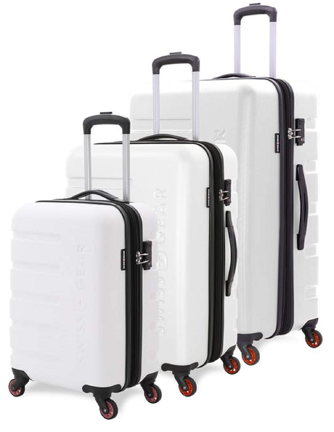 SwissGear 7366 Hardside Expandable Luggage with Spinner Wheels, White, 3-Piece Set (19/23/27)