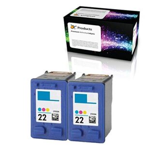 ocproducts refilled ink cartridge replacement for hp 22 for psc 1410 deskjet f4180 f2280 d2360 d1560 d2460 f380 officejet 4315 printers (2 color)