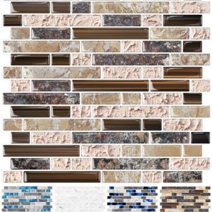 STICKGOO 10-Sheet Peel and Stick Wall Tile, Self-Adhesive Kitchen Backsplash in Sandstone (Thicker Design)