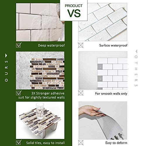 STICKGOO 10-Sheet Peel and Stick Wall Tile, Self-Adhesive Kitchen Backsplash in Sandstone (Thicker Design)