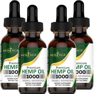 hemp oil - 4 pack - all natural of hemp drops - grown & made in usa - natural hemp drops by newage (1000 (pack of 4))