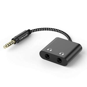 cubilux 3.5mm to double audio jack headphone sharing splitter compatible with macbook ipad ipod, smartphone, computer, laptop, tablet, mp3, 2-way 3.5 mm earphone ports adapter, dual headsets connector