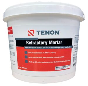 tenon refractory mortar - high temperature mix for fireplaces, fire pits, chimneys, parging, brick, clay, and more, white in color, high heat resistance, up to 2550°f (10 pound, 1)