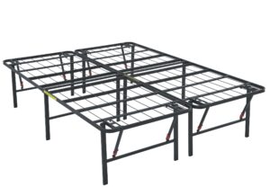 amazon basics foldable metal platform bed frame with tool free setup, sturdy steel frame, no box spring needed, full, black, 75 x 54 x 18 inches (lxwxh)