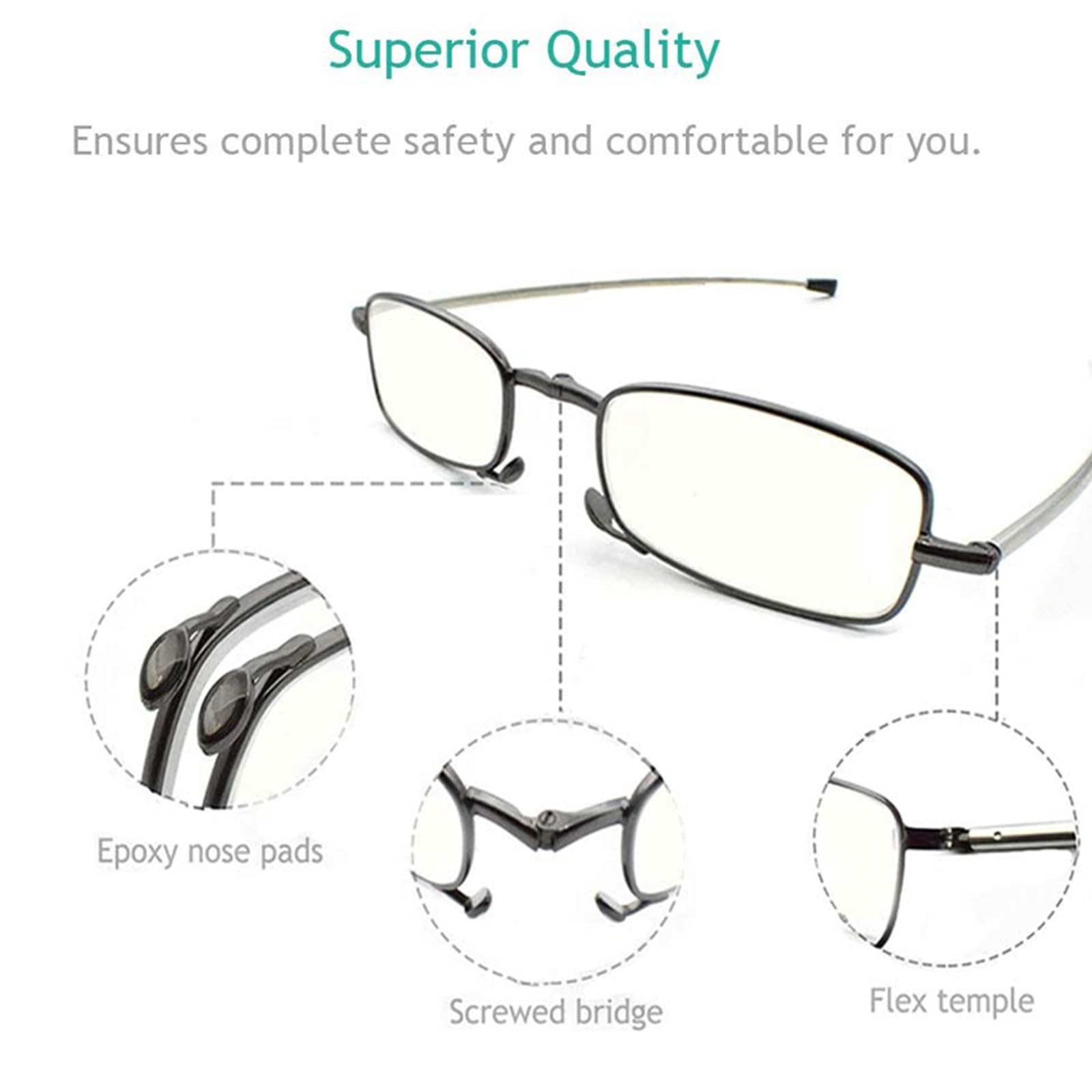 sevenplus 2 Pack Reading Glasses Blue Light Blocking, Anti UV Glare, Foldable Computer Spring Hinge Readers for Women Man 1.5X