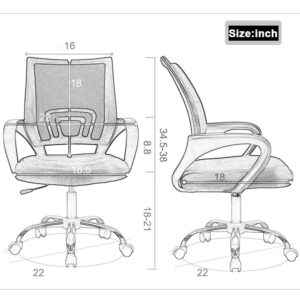 Office Chair Ergonomic Cheap Desk Chair Mesh Computer Chair Lumbar Support Modern Executive Adjustable Stool Rolling Swivel Chair for Back Pain (Blue)