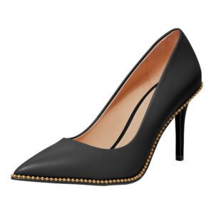 coach women's waverly pump, black leather, 8