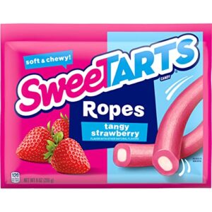 sweetarts soft & chewy ropes candy, tangy strawberry flavor, 9 ounce pouch