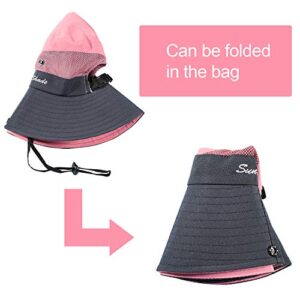 2 Pieces Women's Outdoor Sun Hat UV Protection Foldable Pink, Sky Blue