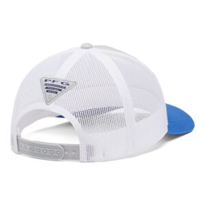 Columbia Unisex Pfg Mesh Snap Back Fish Flag Ball Cap, Cool Grey/White/Vivid Blue, One Size