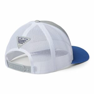 Columbia Unisex Pfg Mesh Snap Back Fish Flag Ball Cap, Cool Grey/White/Vivid Blue, One Size