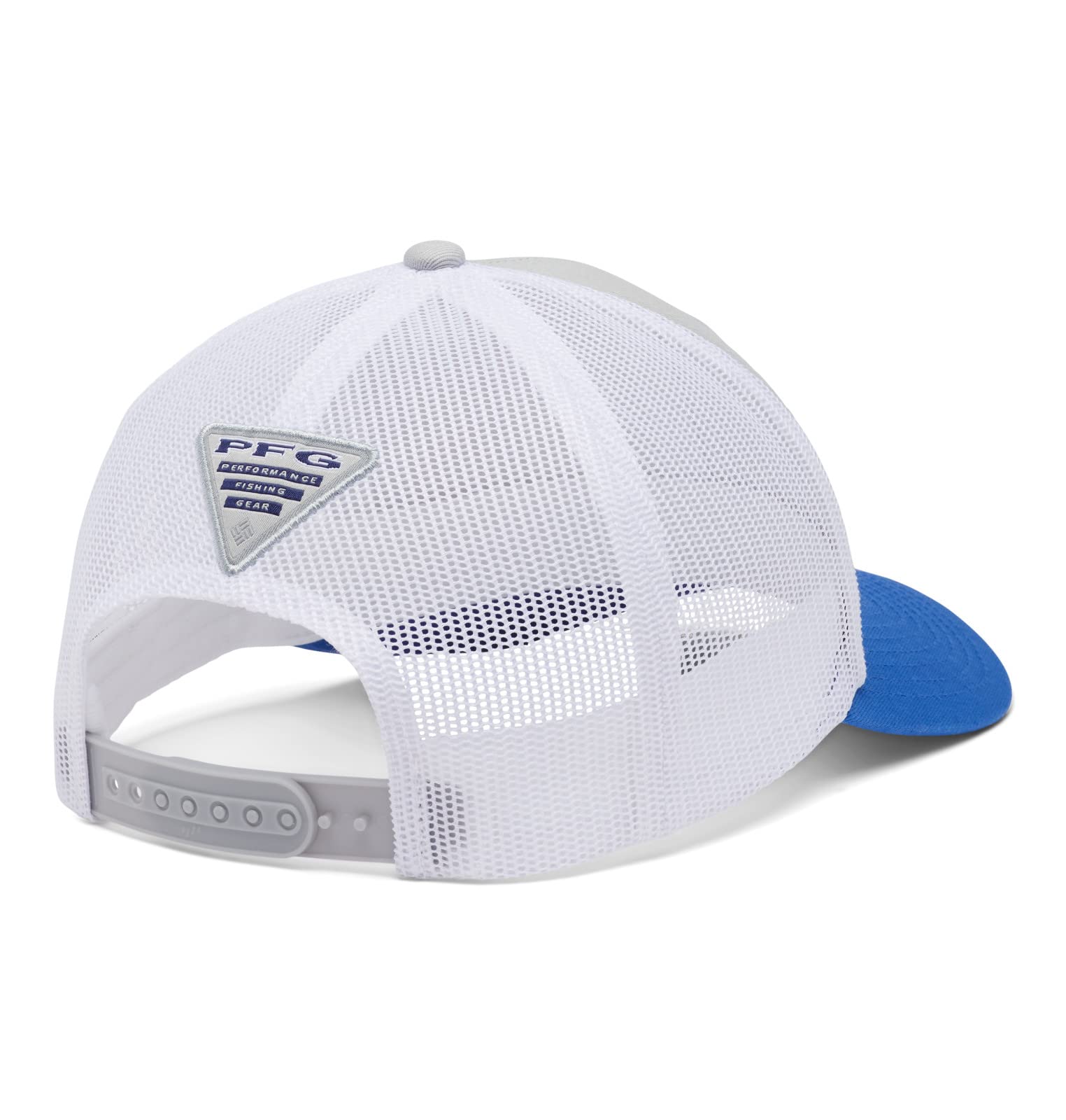 Columbia Unisex Pfg Mesh Snap Back Fish Flag Ball Cap, Cool Grey/White/Vivid Blue, One Size