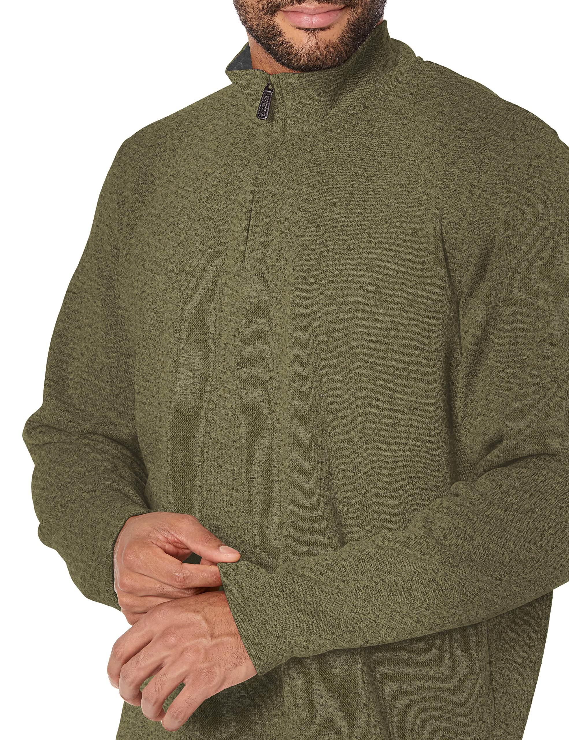 Wrangler Authentics Men's Long Sleeve Fleece Quarter-zip, Olive NIght, Large