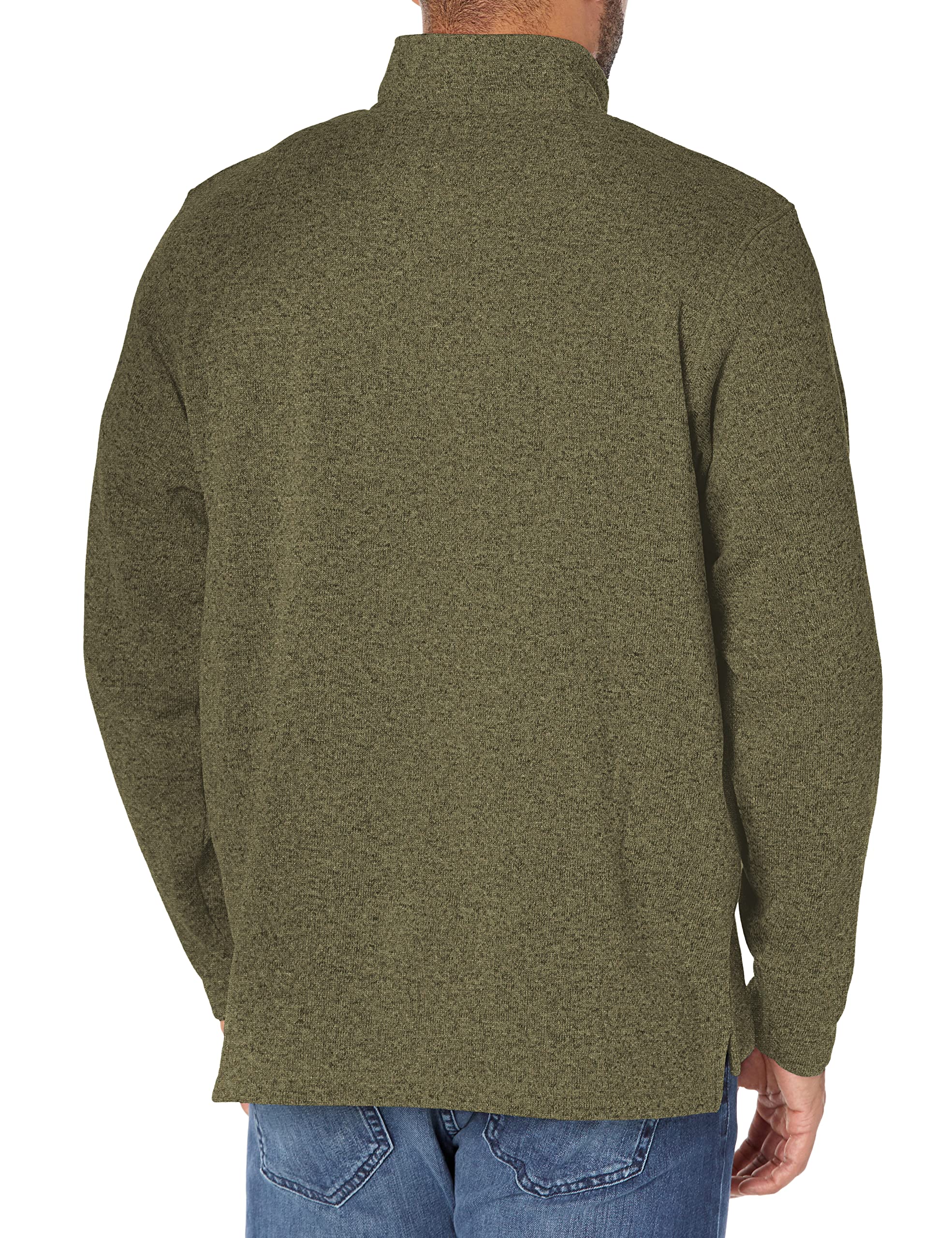 Wrangler Authentics Men's Long Sleeve Fleece Quarter-zip, Olive NIght, Large