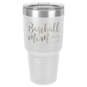 baseball mom white 30 oz drink tumbler with straw | laser engraved travel mug with funny quotes | compare to yeti rambler | mother's day gift idea | onlygifts.com