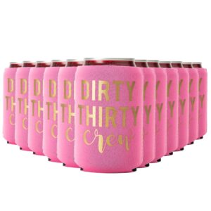 dirty thirty crew can coolers, 30th birthday party coolies, set of 12, black/white and gold thirtieth birthday cup coolers, perfect for birthday parties, birthday decorations