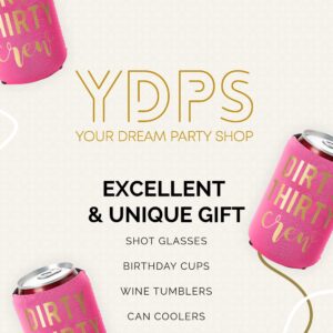 Dirty Thirty Crew Can Coolers, 30th Birthday Party Coolies, Set of 12, Black/White and Gold Thirtieth Birthday Cup Coolers, Perfect for Birthday Parties, Birthday Decorations