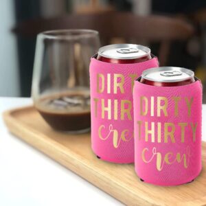 Dirty Thirty Crew Can Coolers, 30th Birthday Party Coolies, Set of 12, Black/White and Gold Thirtieth Birthday Cup Coolers, Perfect for Birthday Parties, Birthday Decorations