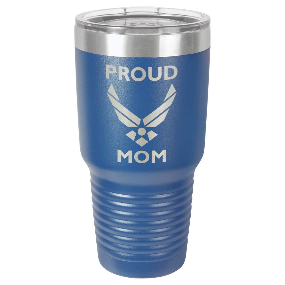 PROUD AIR FORCE MOM BLUE 30 oz Drink Tumbler With Straw | Laser Engraved Travel Mug With Funny Quotes | Compare To Yeti Rambler | Mother's Day Gift Idea | OnlyGifts.com