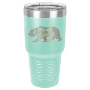 mama bear teal 30 oz drink tumbler with straw | laser engraved travel mug with funny quotes | compare to yeti rambler | mother's day gift idea | onlygifts.com