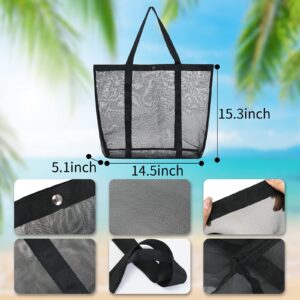 sphaiya Mesh Beach Bag - Durable Tote Bag- Simply lightweight for Shopping Groceries Sports Gym Swimming Pool Travel Tote Bag (Black, X-Large)