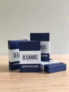 q cards: questions for great coaching, conversation starters, coaching cards, goal setting, ice breakers by little leaps press