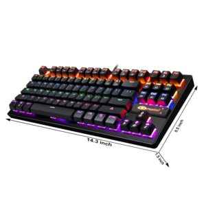 MageGee Mechanical Gaming Keyboard 87 Keys with RGB LED Backlit - Wired USB Computer Keyboard with Blue Switches, 100% Anti-Ghosting, Metal Construction, Water Resistant for Windows PC Laptop