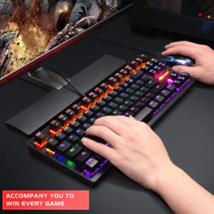 MageGee Mechanical Gaming Keyboard 87 Keys with RGB LED Backlit - Wired USB Computer Keyboard with Blue Switches, 100% Anti-Ghosting, Metal Construction, Water Resistant for Windows PC Laptop