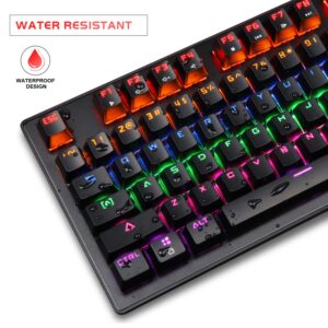 MageGee Mechanical Gaming Keyboard 87 Keys with RGB LED Backlit - Wired USB Computer Keyboard with Blue Switches, 100% Anti-Ghosting, Metal Construction, Water Resistant for Windows PC Laptop