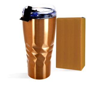 primula peak hot or cold tumbler - triple layer copper technology vacuum sealed - with matching color gift box, 20 ounce, copper