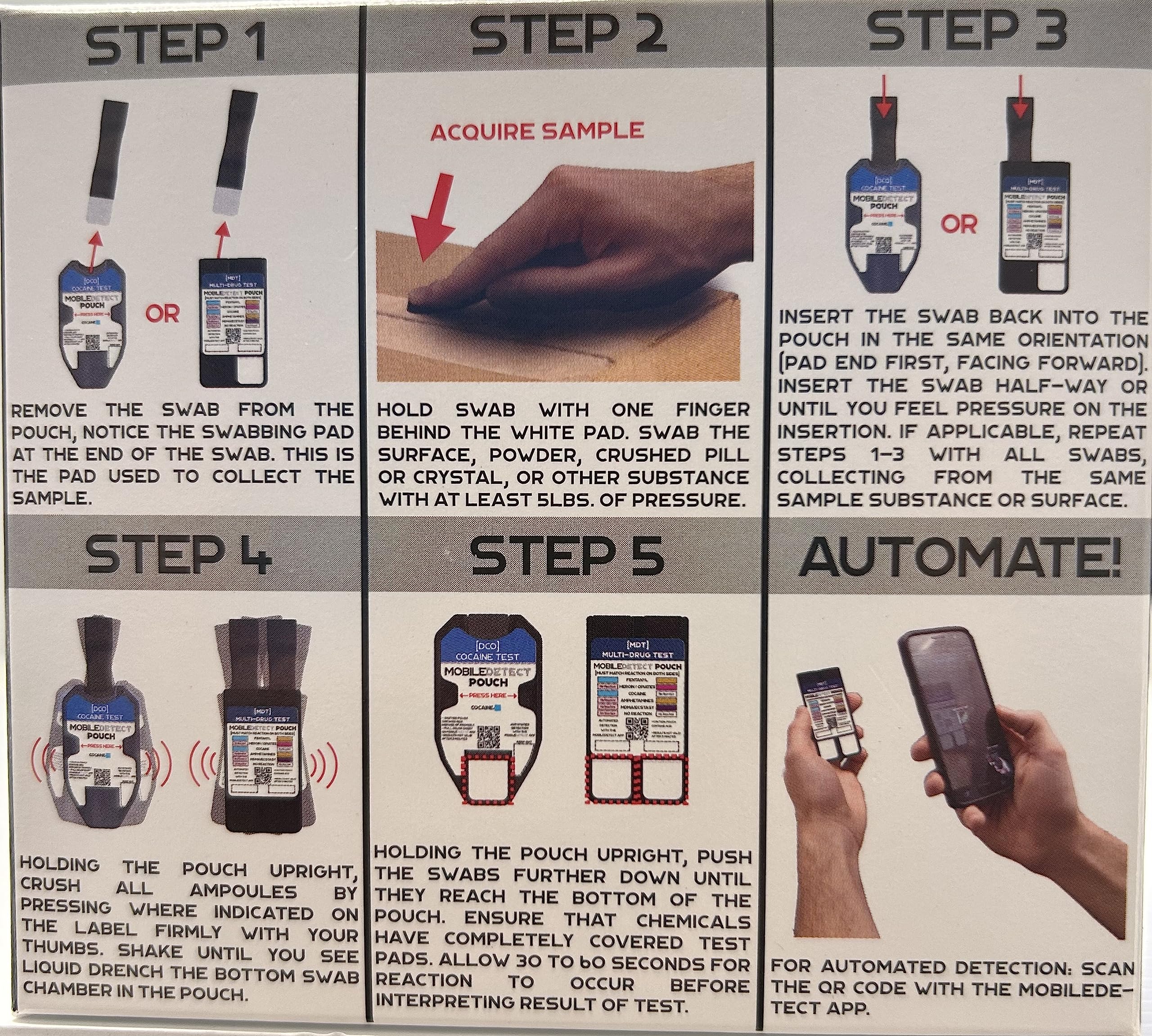 Residue Detection THC Drug Test Kit - Rapid Surface Residue Detector, 1 Mobile Detect Pouch