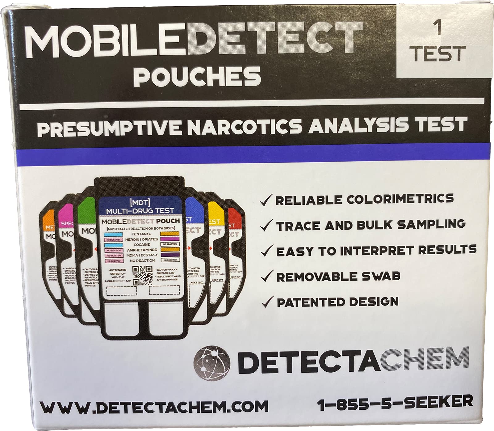 Residue Detection THC Drug Test Kit - Rapid Surface Residue Detector, 1 Mobile Detect Pouch