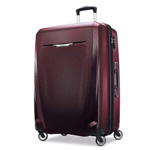 samsonite winfield 3 dlx hardside expandable luggage with spinners, burgundy, checked-large 28-inch