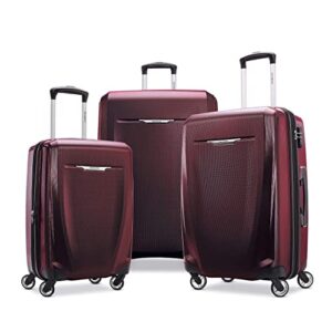 Samsonite Winfield 3 DLX Hardside Expandable Luggage with Spinners, Burgundy, Checked-Large 28-Inch