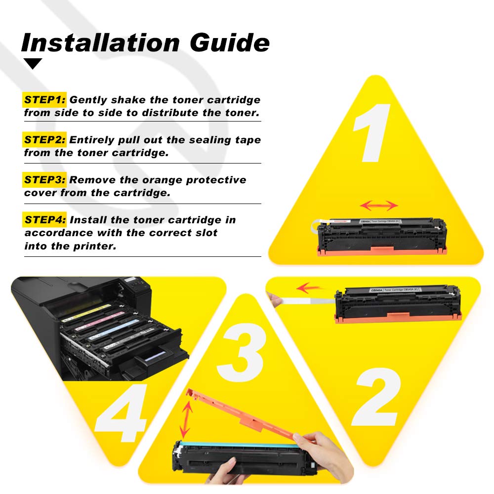 v4ink Remanufactured Toner Cartridge Replacement for HP 125A CB540A CB541A CB542A CB543A Toner for use with HP Color CP1215 CP1518ni CP1515n CM1312nfi MFP Printer – Black Cyan Magenta Yellow